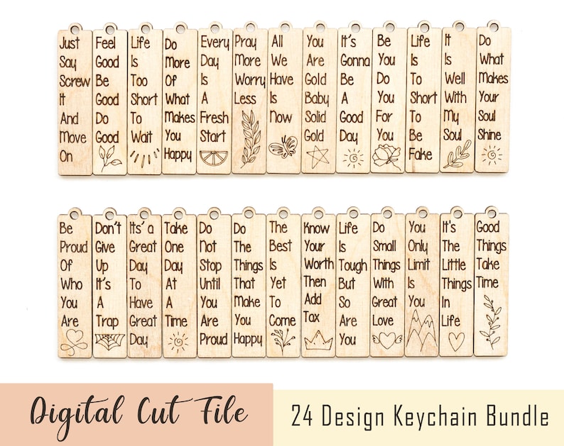 24 Motivational Keychain SVG Glowforge Files Inspirational - Etsy