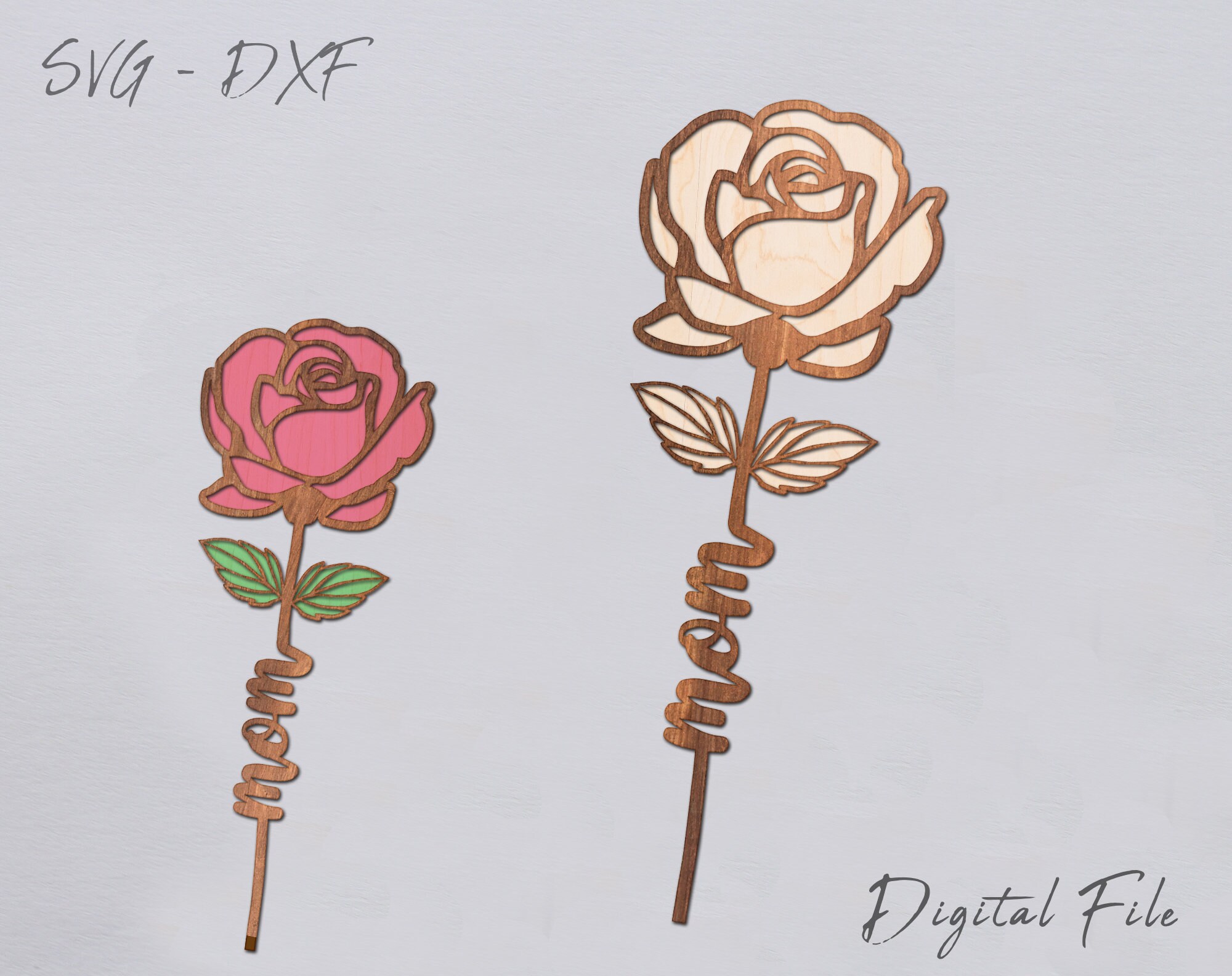 Rose Flower SVG Mother's Day Glowforge Files Laser Cut - Etsy