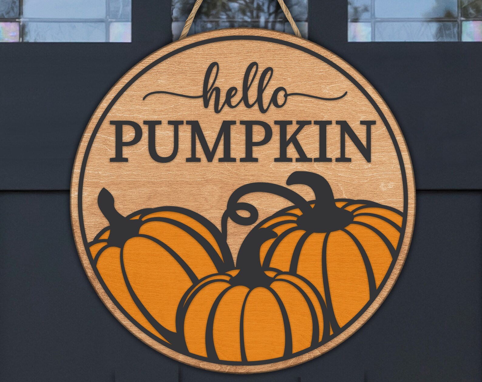 Hello Pumpkin Round Sign SVG L Door Hanger SVG L Glowforge - Etsy