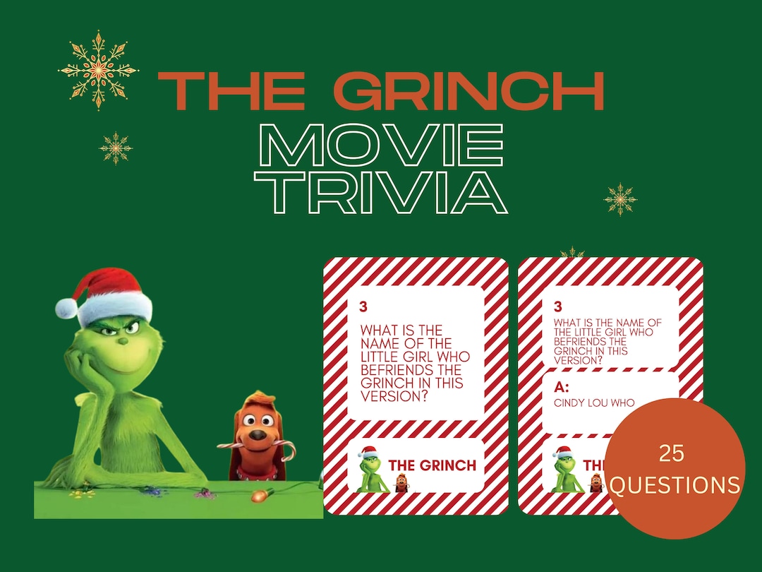 Christmas Movie Trivia the Grinch Christmas Party Game Printable Trivia ...