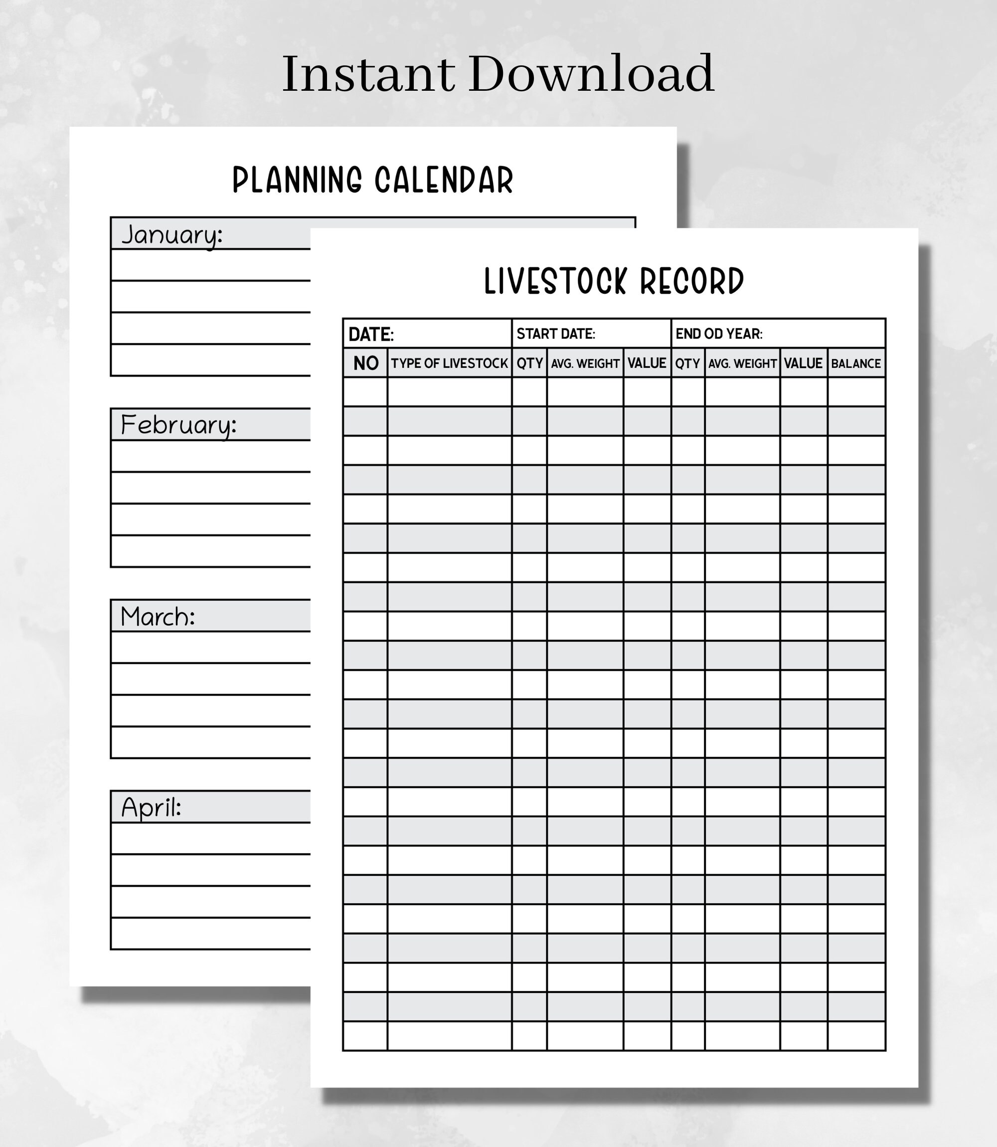 Cattle Log Livestock Record Calving Record Bull Breeding - Etsy