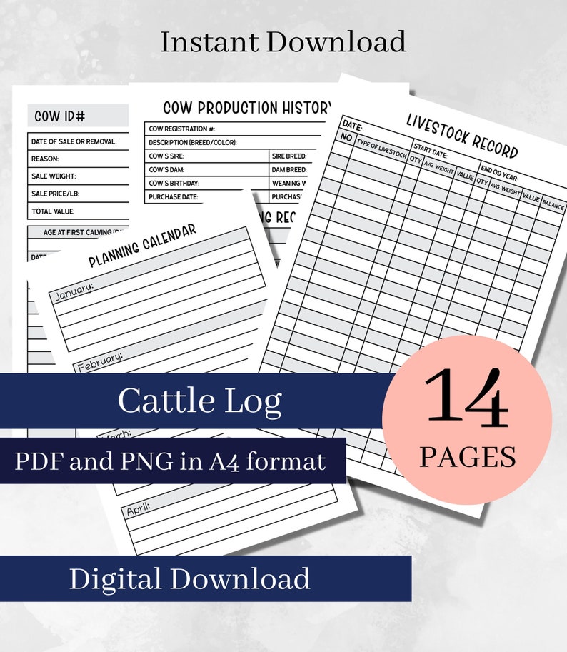 Cattle Log Livestock Record Calving Record Bull Breeding - Etsy