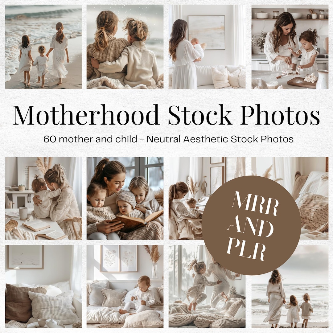 Motherhood Stock Photos Bundle | Neutral Aesthetic Mom-life Images ...