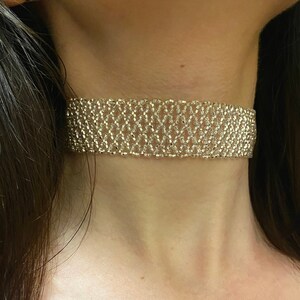 Wide Shiny Silver Seed Bead Choker Thick Statement Choker Necklace Boho ...