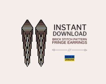 Brick Stitch Pattern, Ombre Seed Bead Earring Pattern, Fringe Beading ...
