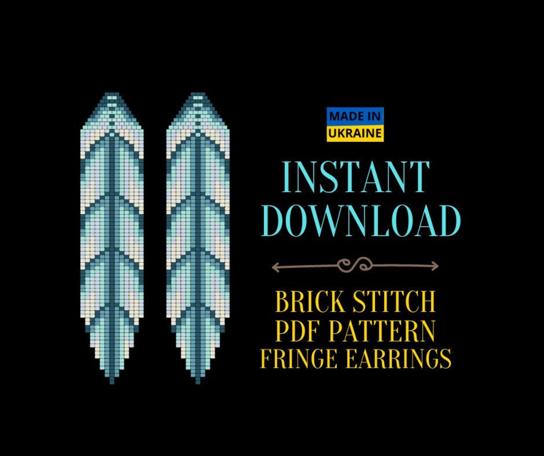 Brick Stitch Pattern Feather Earrings, Fringe Aztec Seed Bead Earring ...