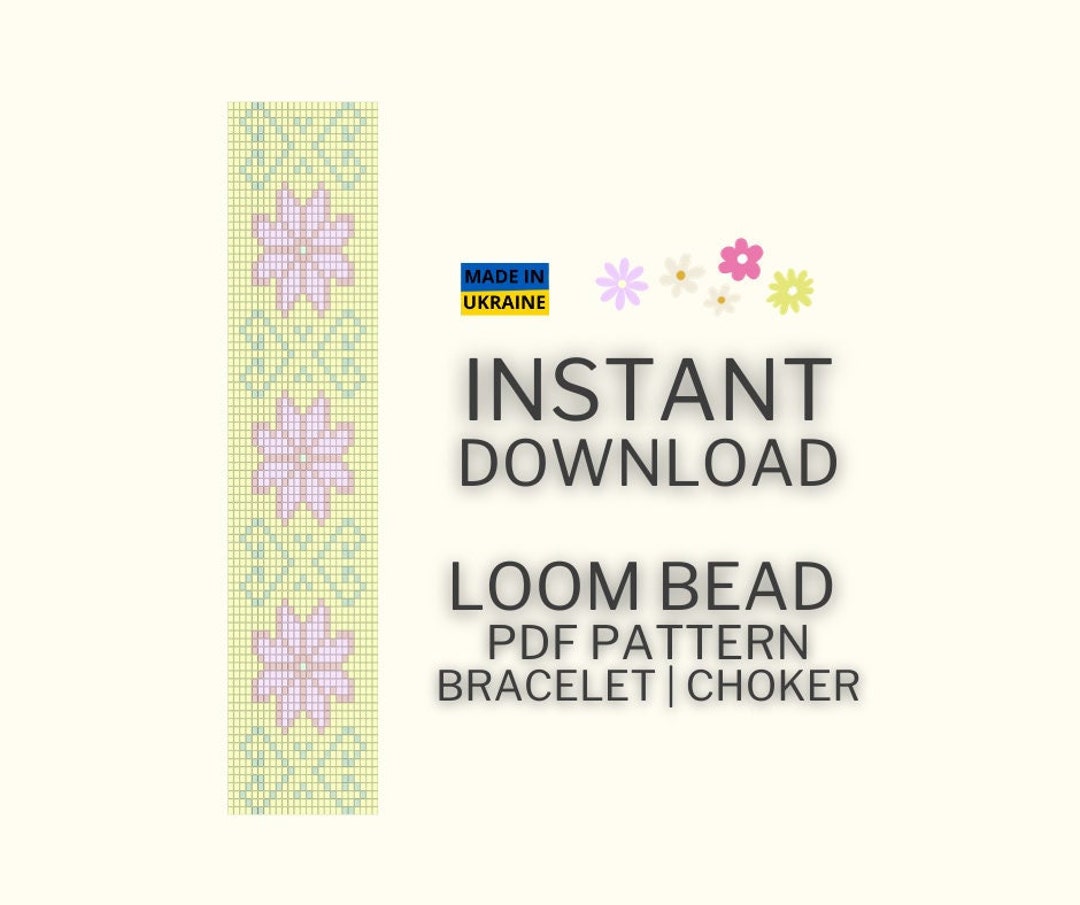 Flower Loom Seed Bead Bracelet Pattern PDF, Pastel Choker Loom Pattern ...
