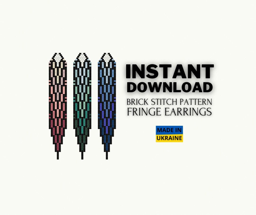 Brick Stitch Pattern Set, Ombre Seed Bead Earrings Pattern, Brickstitch ...