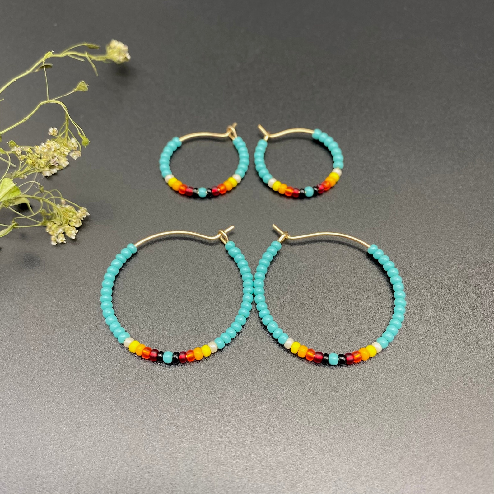 Indigenous Native Inspired Seed Bead Hoop Earrings Bohemian - Etsy