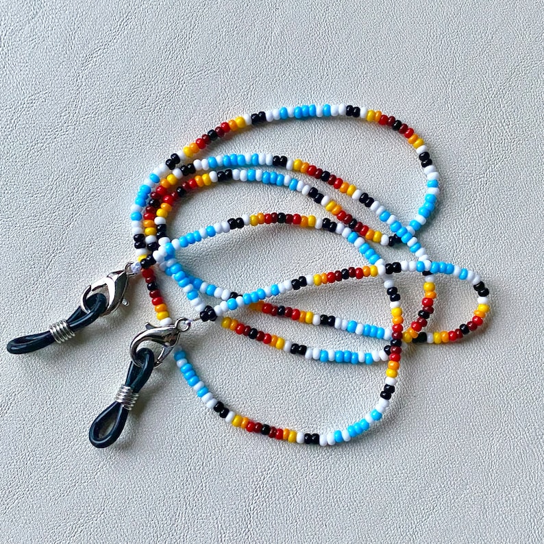 Handmade Blue Red Seed Bead Glasses Chain Indigenous Glasses - Etsy