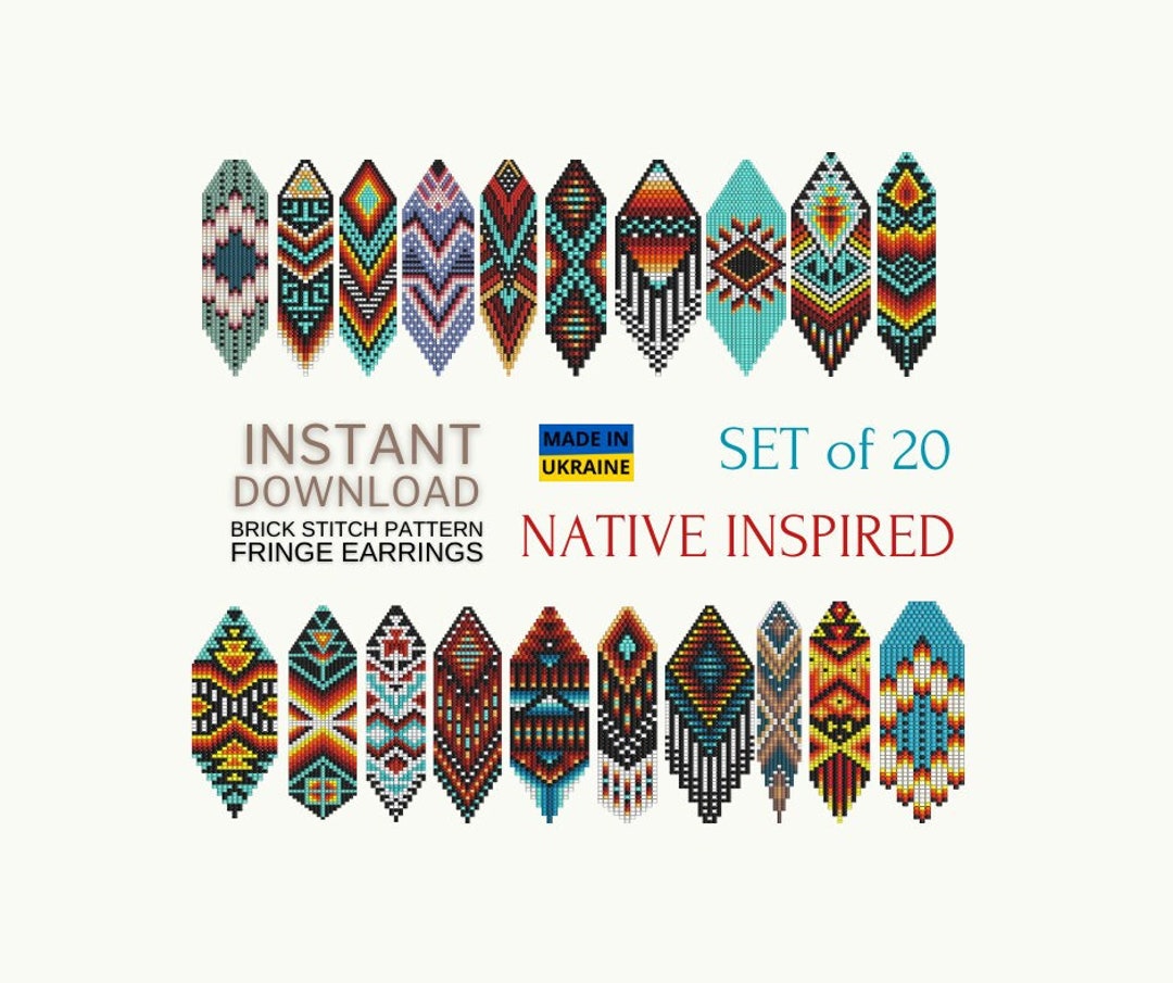 20 Native Inspired Brick Stitch Pattern SET, Brickstitch Seed Bead ...