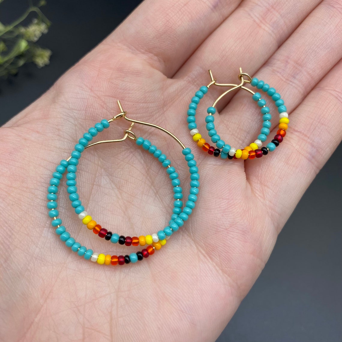 Indigenous Native Inspired Seed Bead Hoop Earrings Bohemian Boho Hippie ...