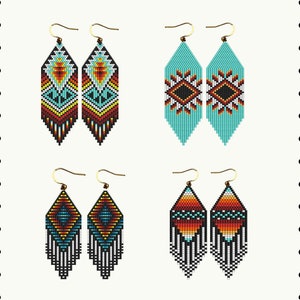 20 Native Inspired Brick Stitch Pattern SET, Brickstitch Seed Bead ...