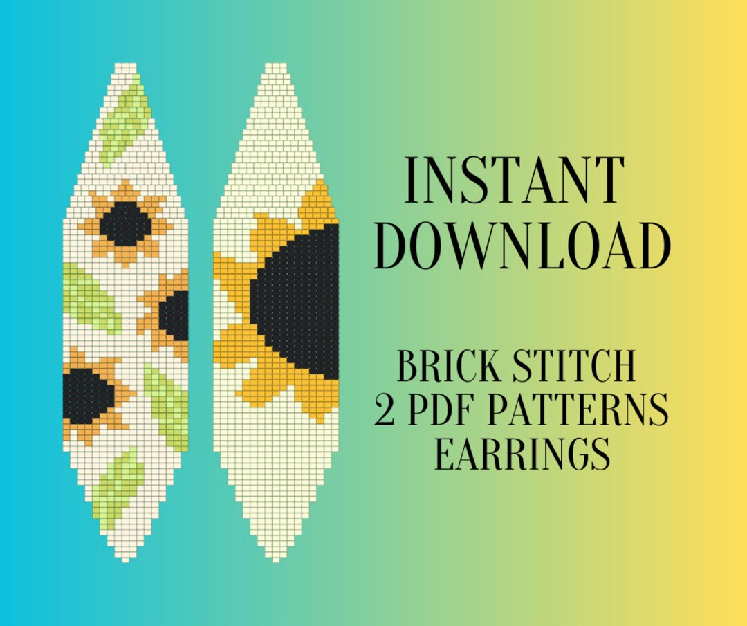 Brick Stitch Pattern Sunflower Fringe Earrings Boho Seed Bead - Etsy