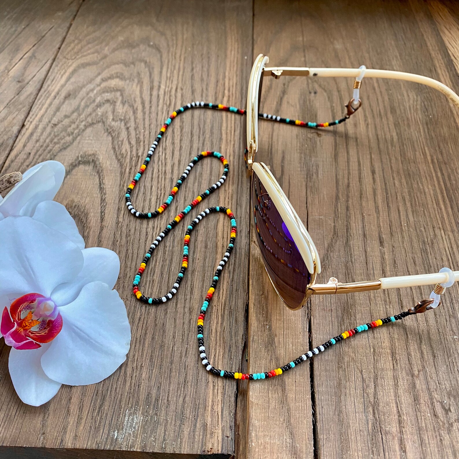 Hippie Dainty Indigenous Seed Bead Boho Glasses Chain Native - Etsy