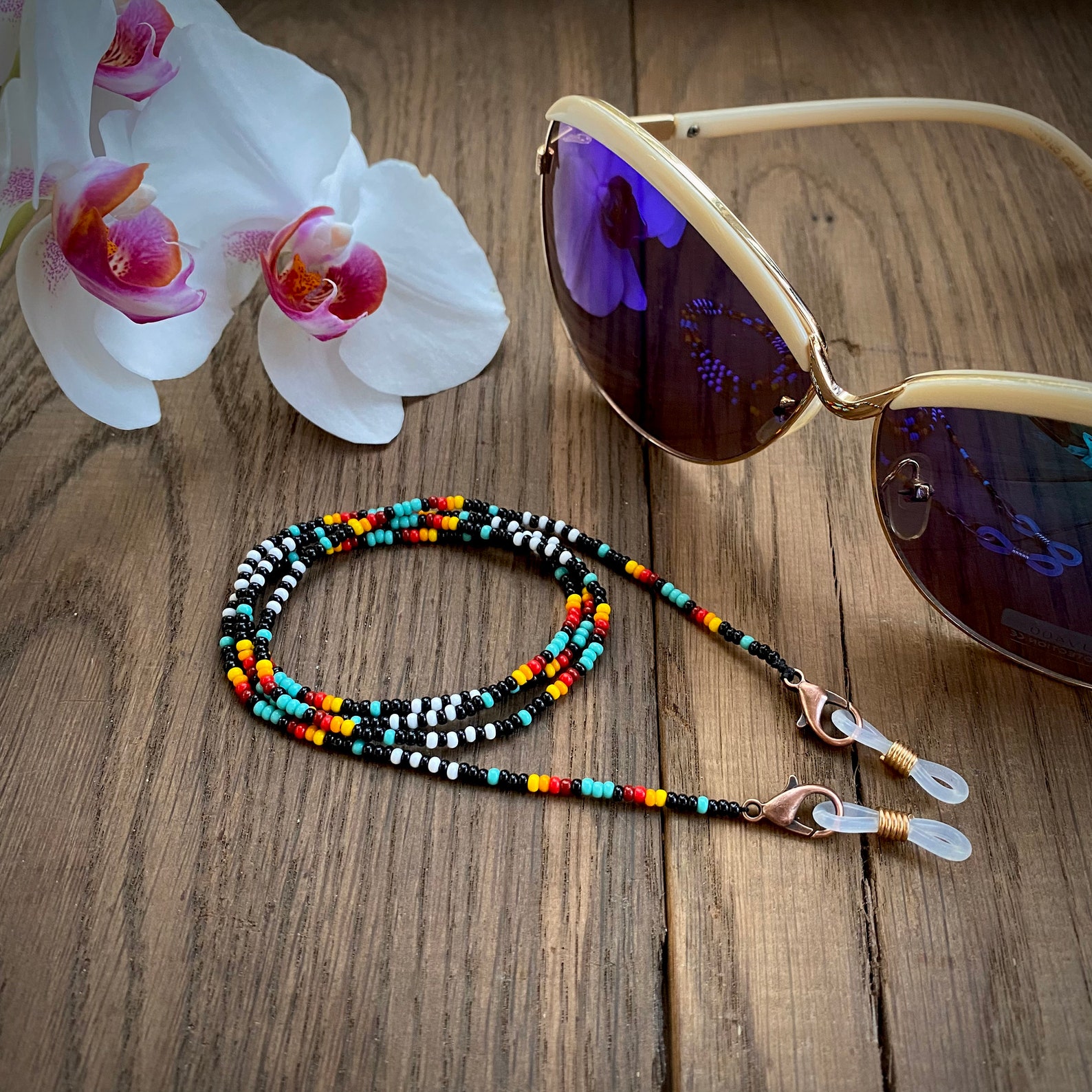 Hippie Dainty Indigenous Seed Bead Boho Glasses Chain Native - Etsy