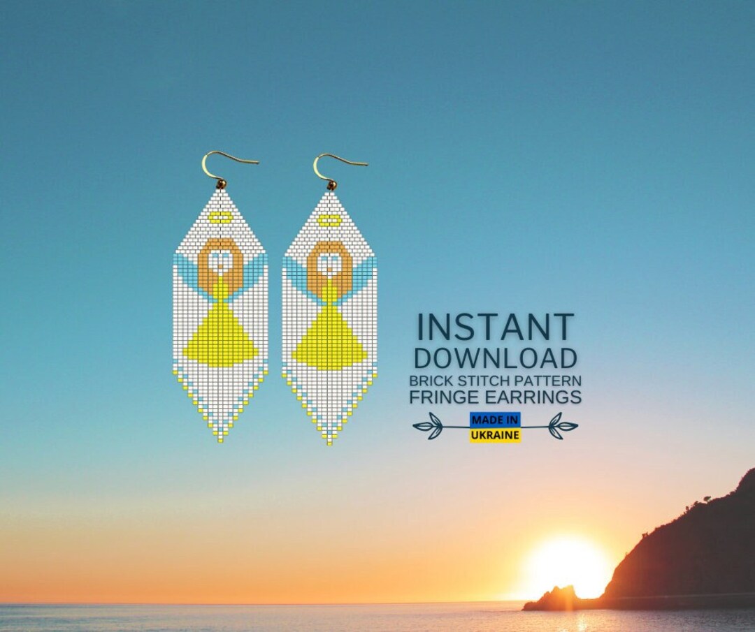 Brick Stitch Pattern, Angel Seed Bead Earrings Pattern, Fringe Beading ...