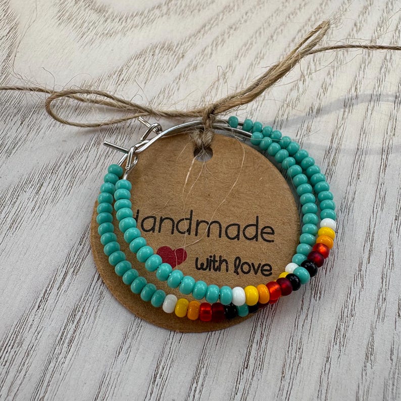 Indigenous Native Inspired Seed Bead Hoop Earrings Bohemian Boho Hippie ...