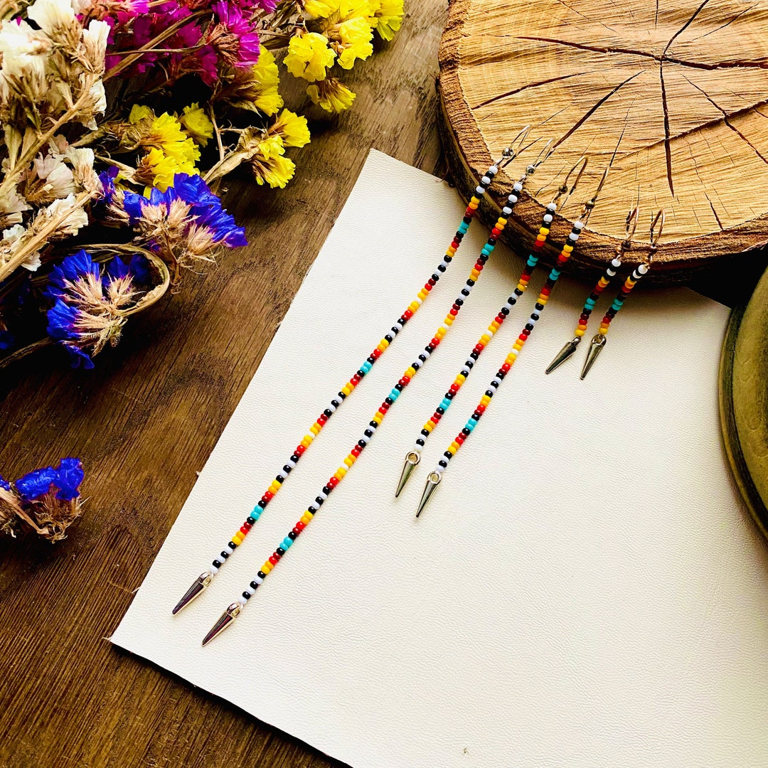 Minimalist Dainty Seed Bead Indigenous Earrings Native Inspired, Thin ...