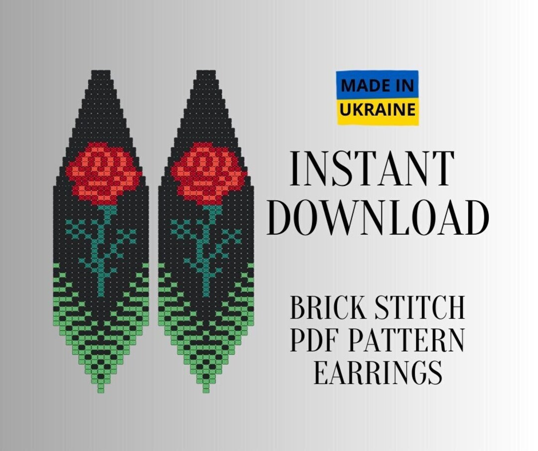 Brick Stitch Pattern Flower Earrings DIY, Floral Brick Stitch, Delica ...