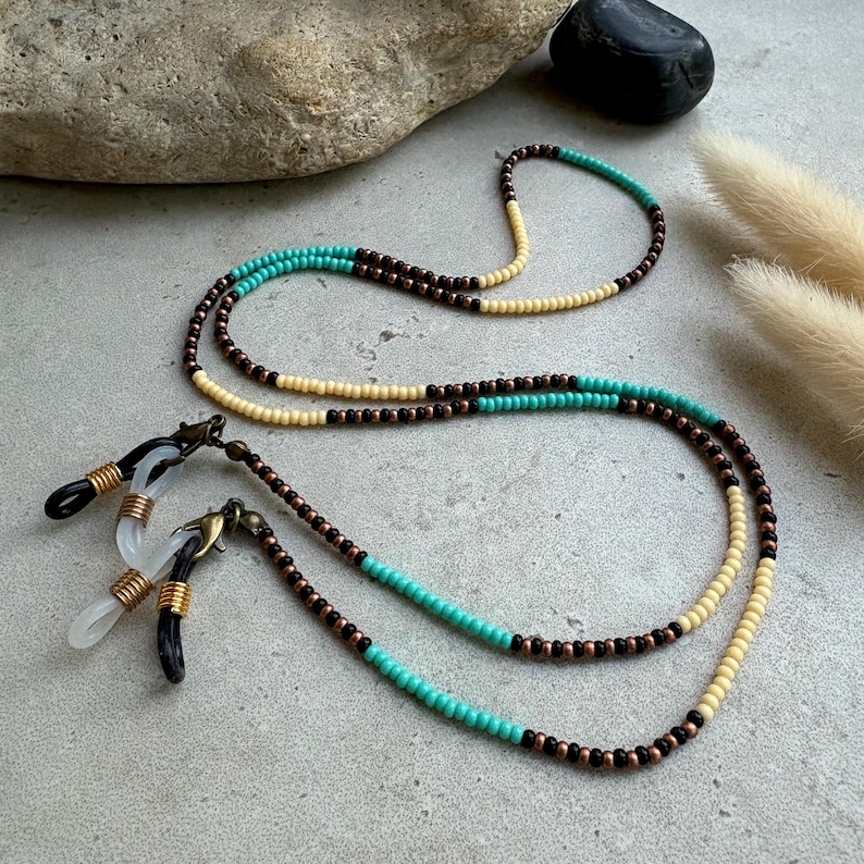 Turquoise Ivory Seed Bead Glasses Chain, Boho Hippie Eyeglass Chain ...