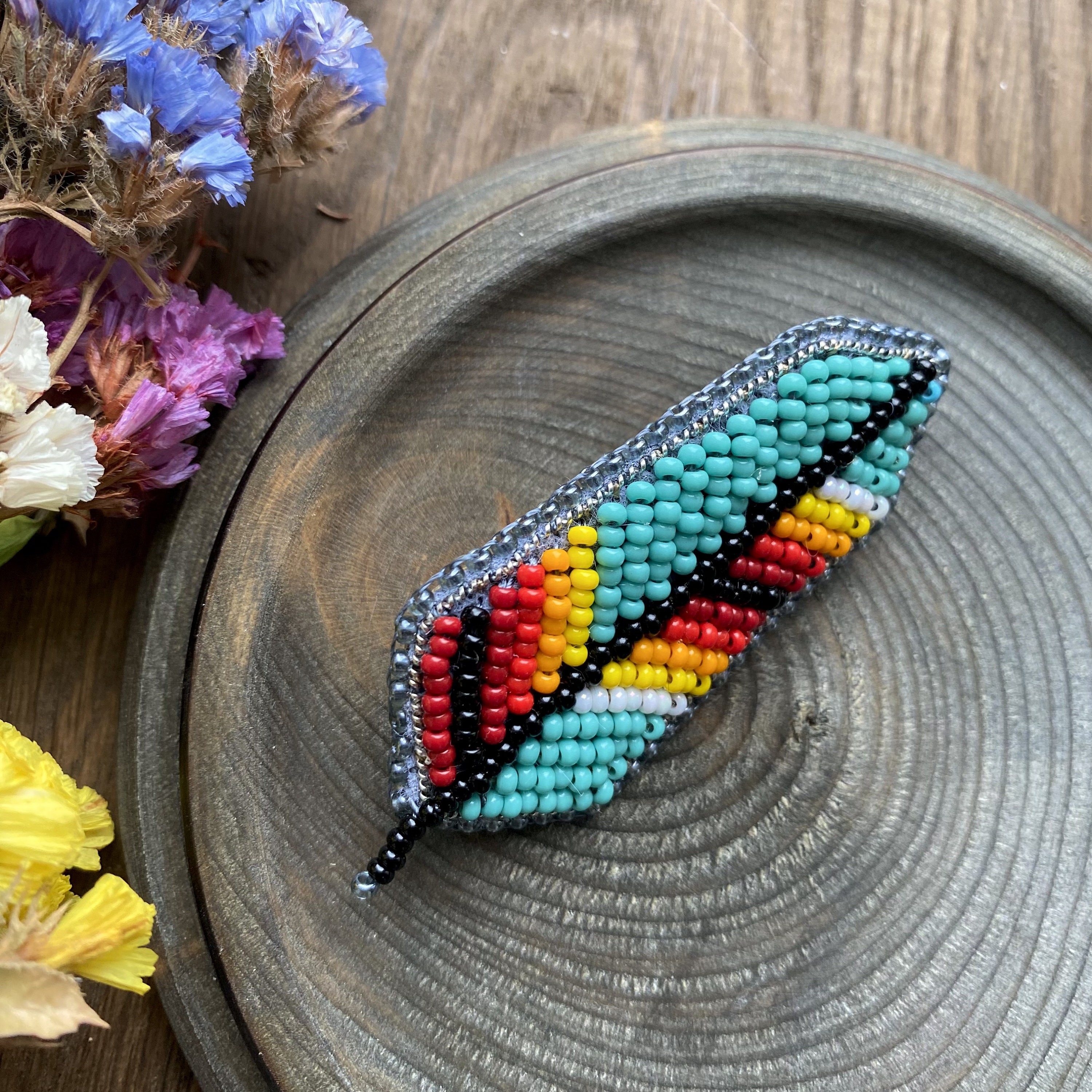 Handmade Seed Beaded Indigenous Brooch Pin Native Inspired, Colorful ...