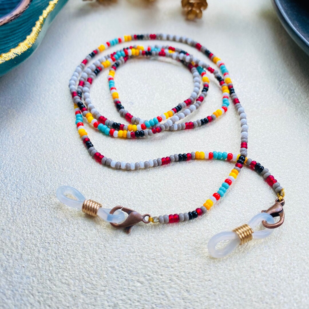 Hippie Dainty Seed Bead Glasses Chain Native Inspired, Face Mask Chain ...