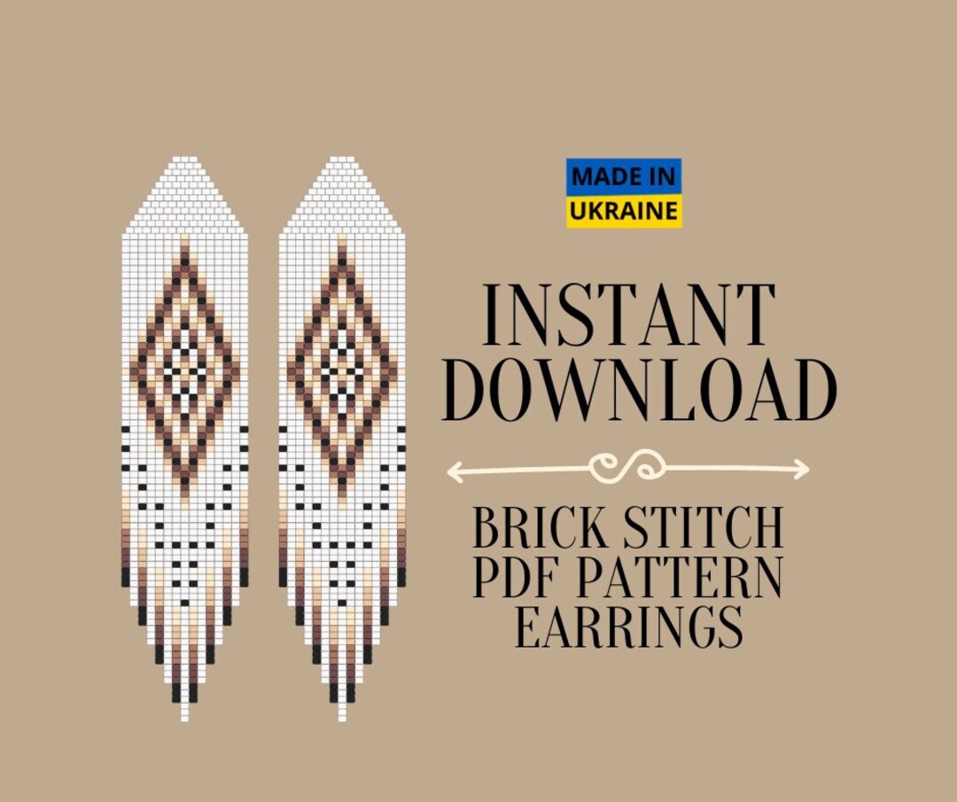 Brick Stitch Fringe Earring Pattern, Ethnic Aztec Seed Bead Earring ...