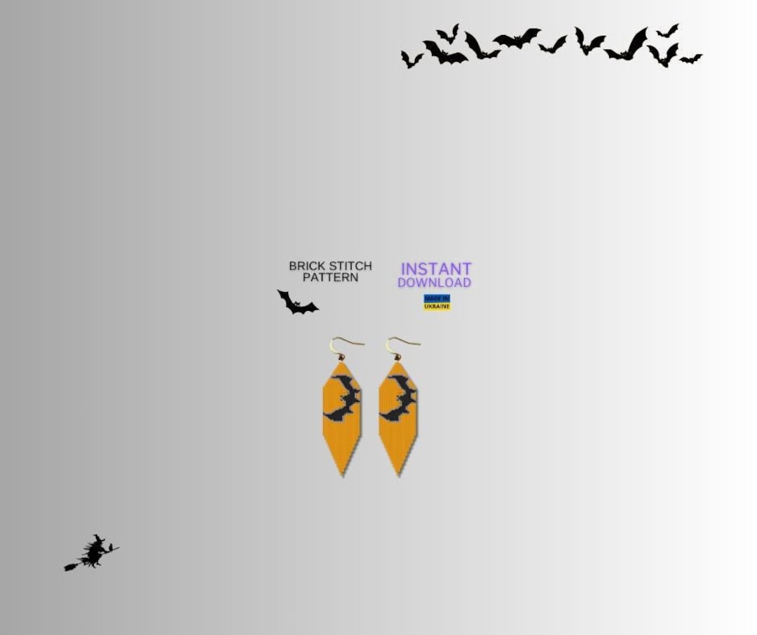 Bat Brick Stitch Earring Pattern, Seed Bead Halloween Earring Pattern ...