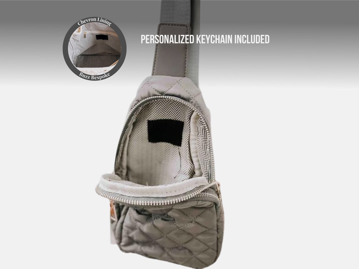 Quilted Sling Bag With Personalized Keychain Puffer Crossbody Quilted ...
