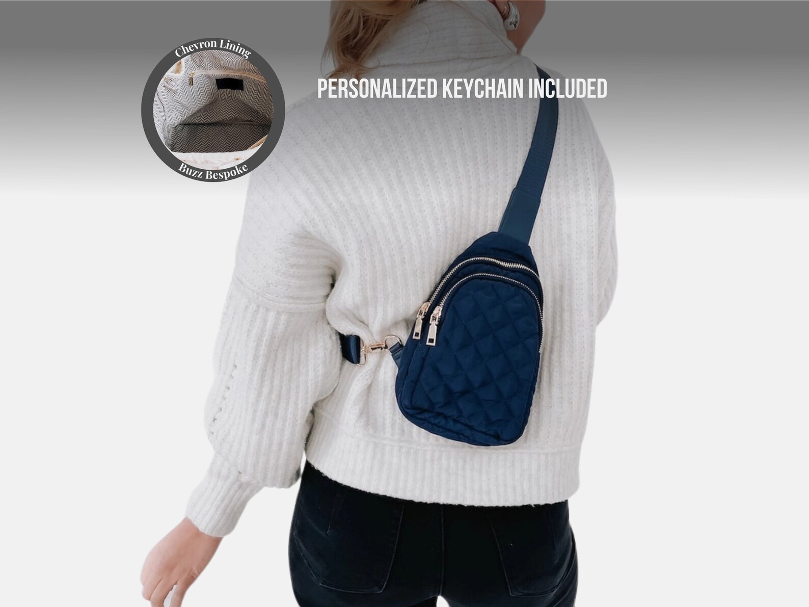 Quilted Sling Bag With Personalized Keychain Puffer Crossbody Quilted ...