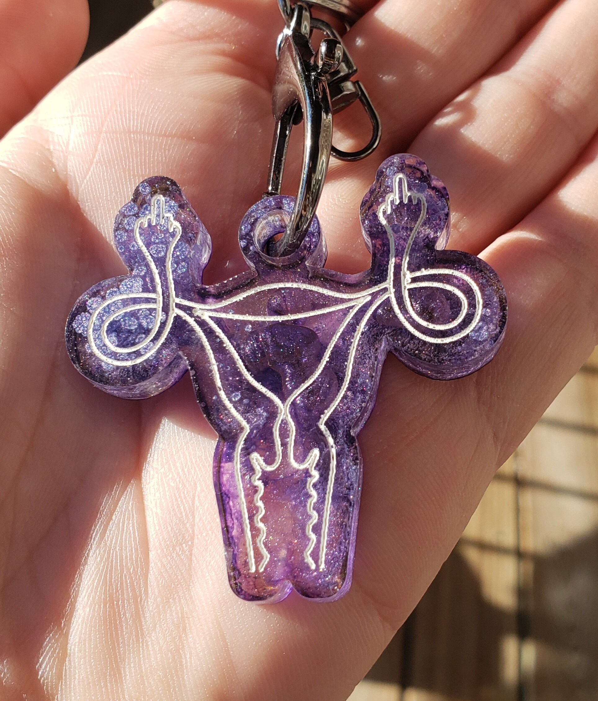 Middle Finger Uterus Keychain Girl Power Resin Resin Keychain - Etsy