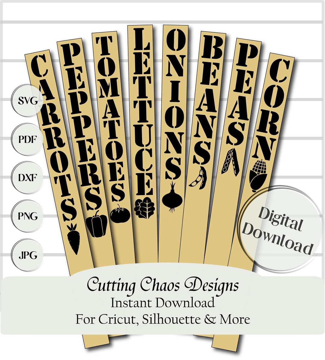 Garden Plant Stake SVG - DIY Garden Markers Clip Art - Veggie Plant ...