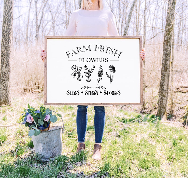 Farm Fresh Flowers SVG Rustic Farmers Market Sign Clip Art - Etsy