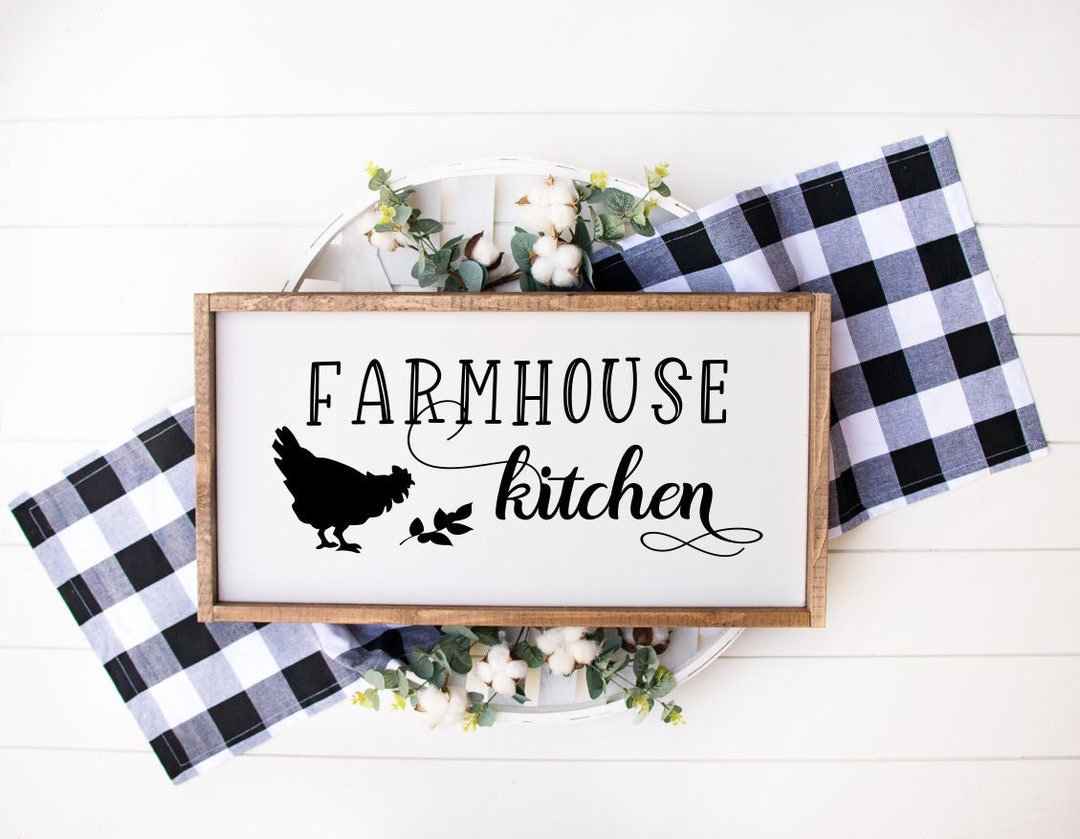 Farmhouse Kitchen Chicken SVG Sign, Rooster Hen Country Cut File, Farm ...