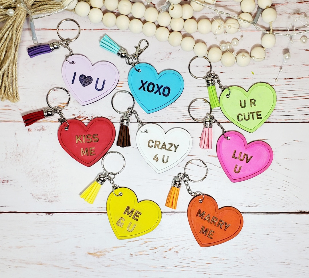 Conversation Heart Keychain SVG, Valentine Heart Keychain SVG, Scrap ...