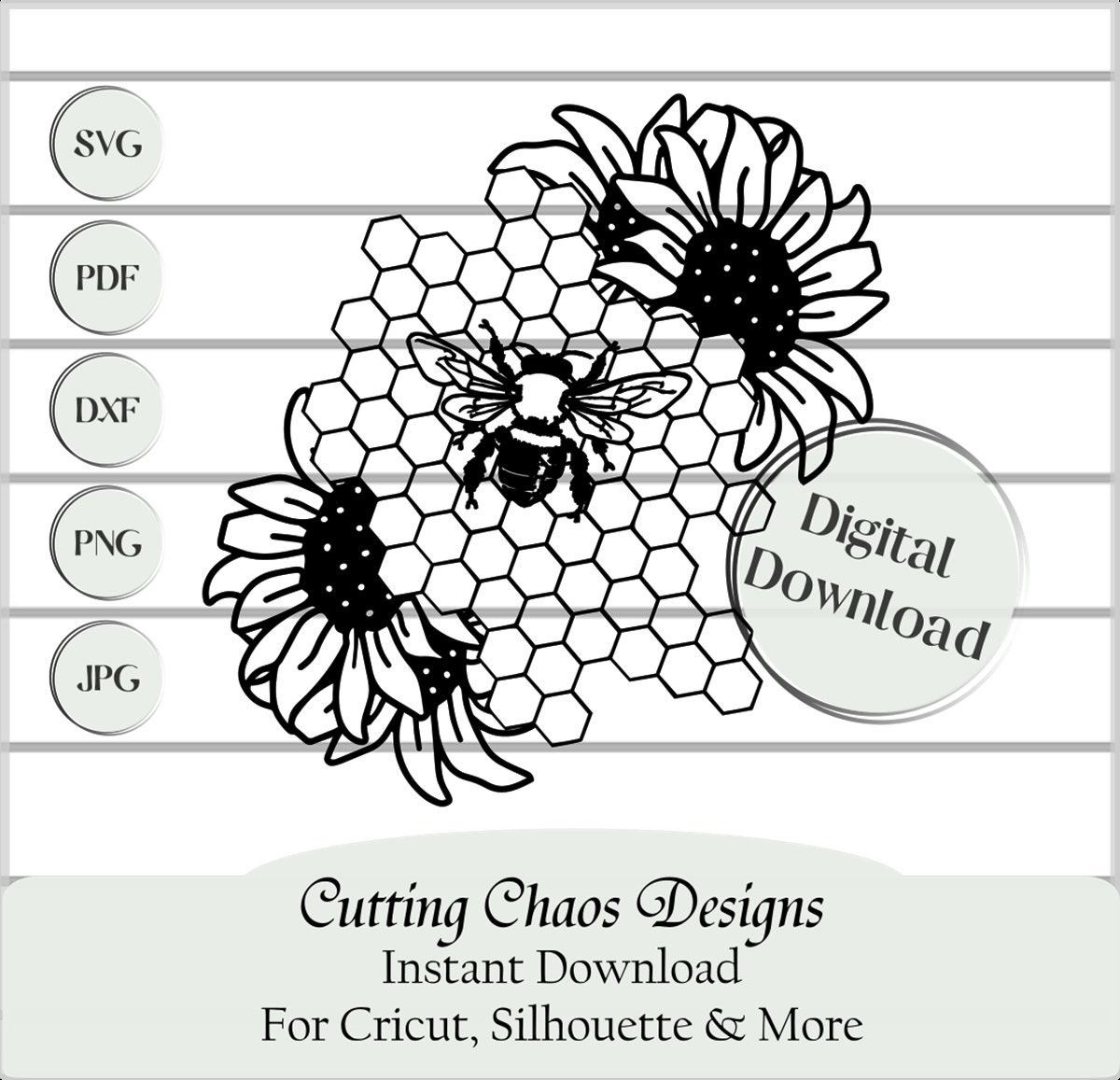 Bee Svg Honeycomb Svg Cut File Sunflower SVG Honey Bee SVG - Etsy