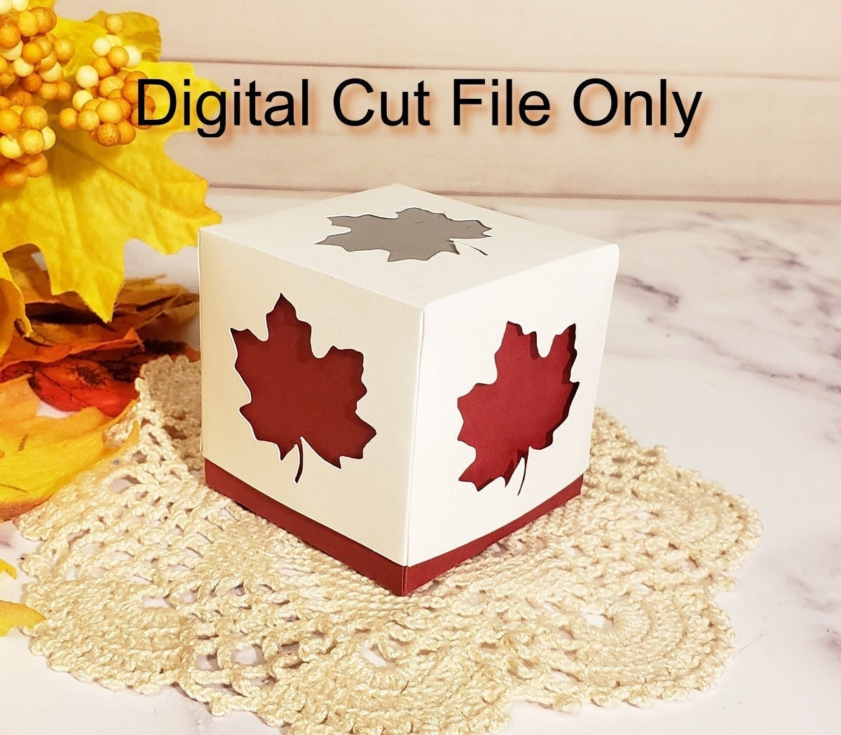 3D Cardstock Maple Leaf Box SVG Digital Cut File for Use - Etsy