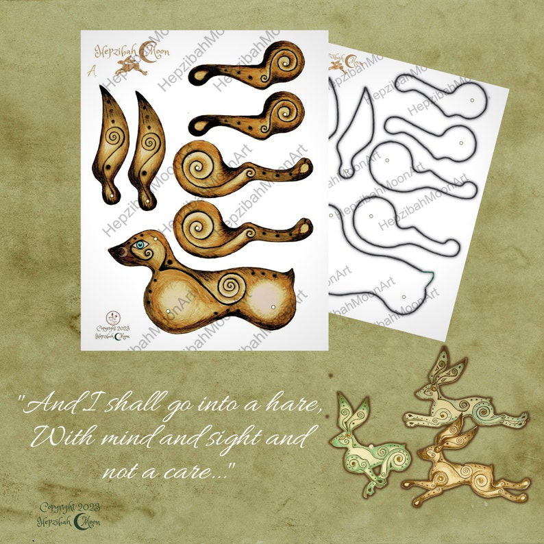The Witch Hare. Articulated Paper Hare. Art Doll. Wiccan. Pagan. Folk ...