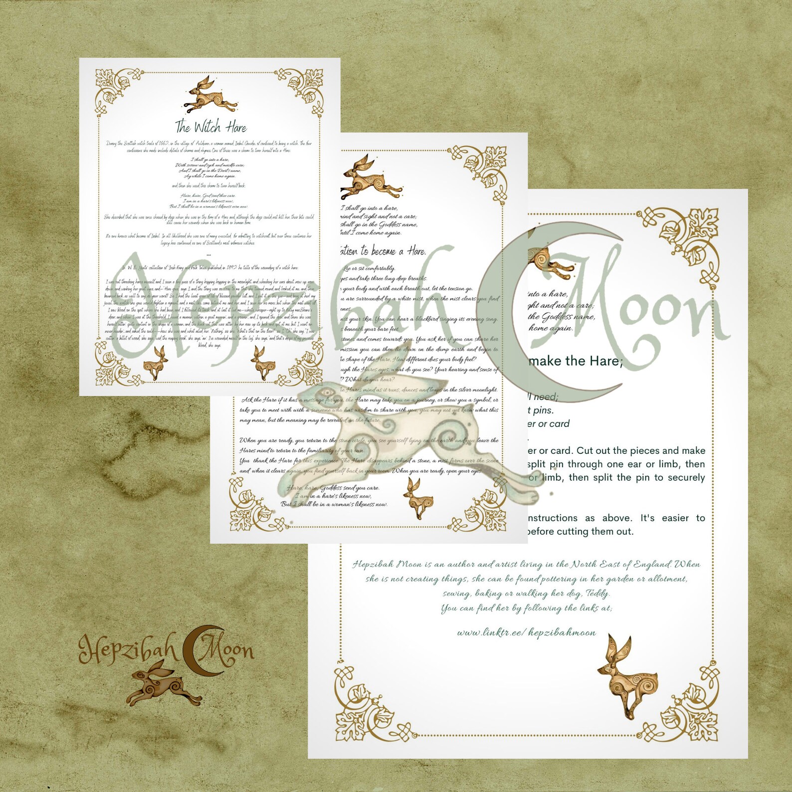 The Witch Hare. Articulated Paper Hare. Art Doll. Wiccan. Pagan. Folk ...