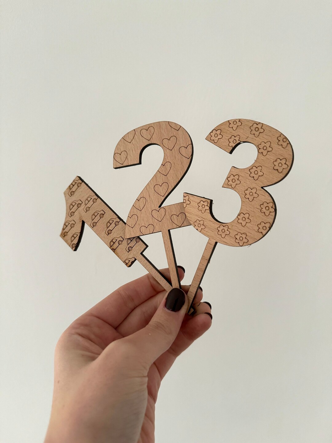 Individual Number Cake Toppers| Car Cake Topper| First Birthday Cake ...
