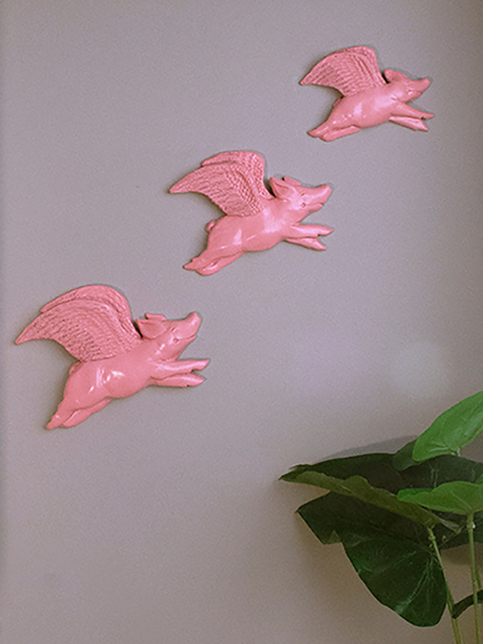 Wall Art, Trio of Happy Flying Pigs, Quirky and Fun - Etsy UK