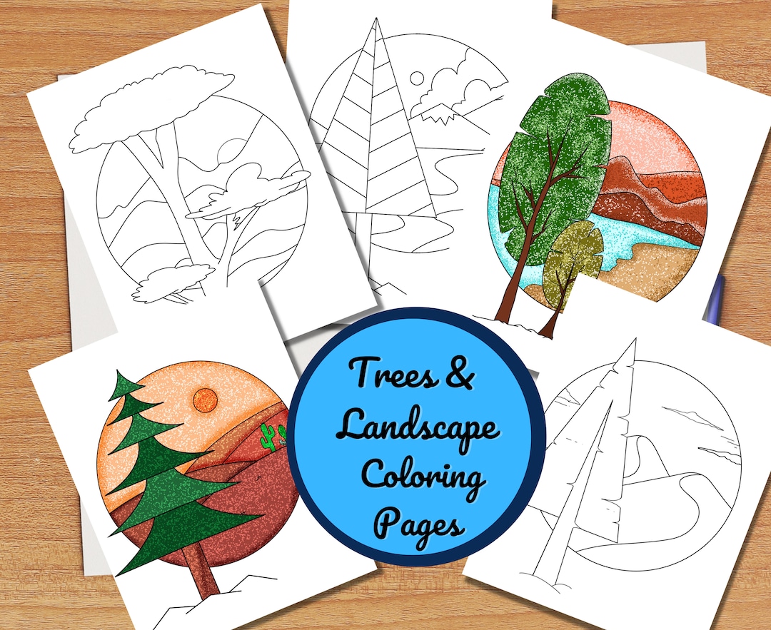 Trees and Landscape Coloring Pages, Bohemian Style Coloring Sheets ...