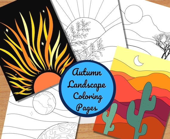 Autumn Landscape Coloring Pages Fall Coloring Sheets - Etsy