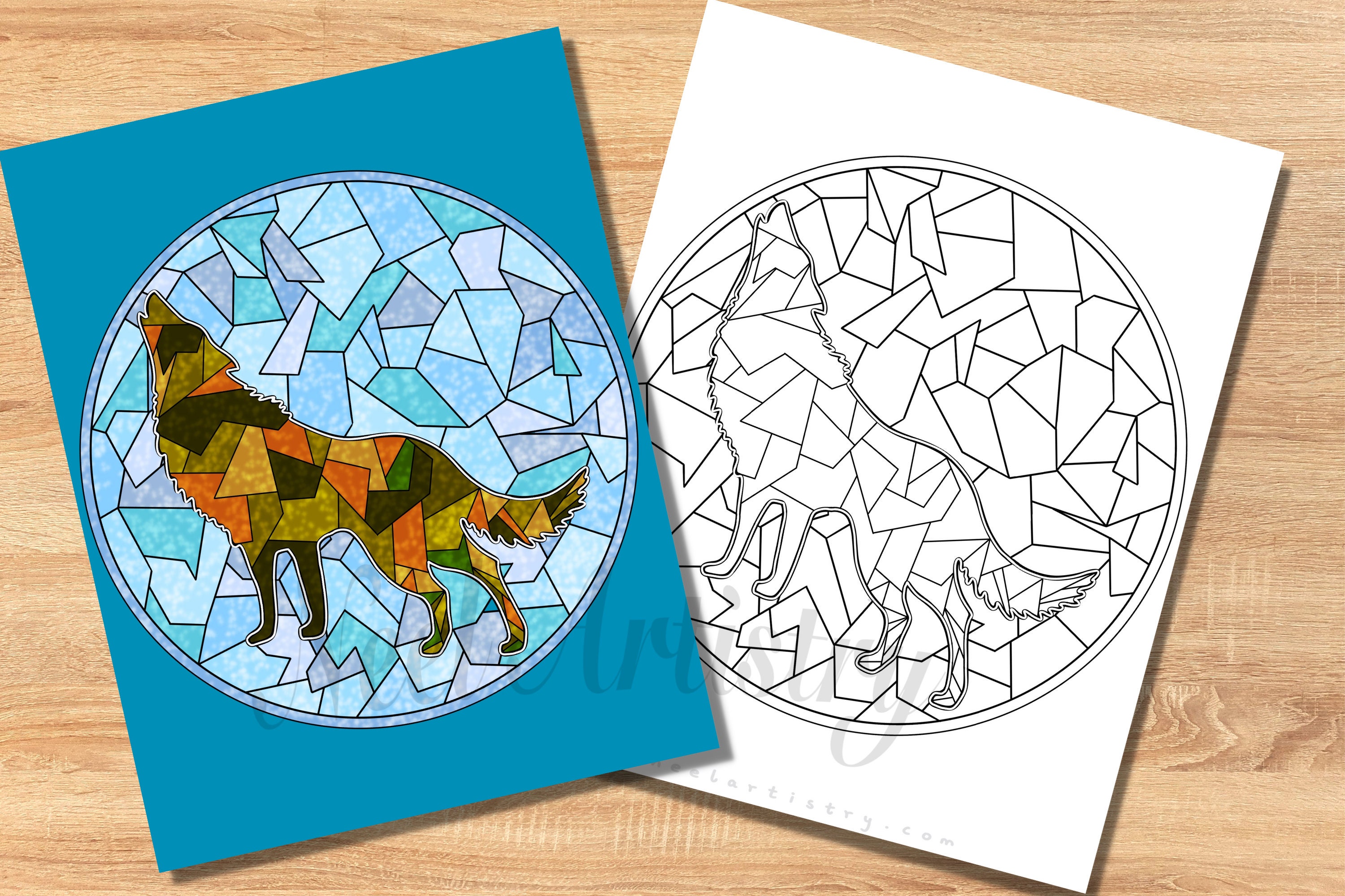 Printable Mosaic Coloring Pages for Adults, Kaleidoscope Animal ...