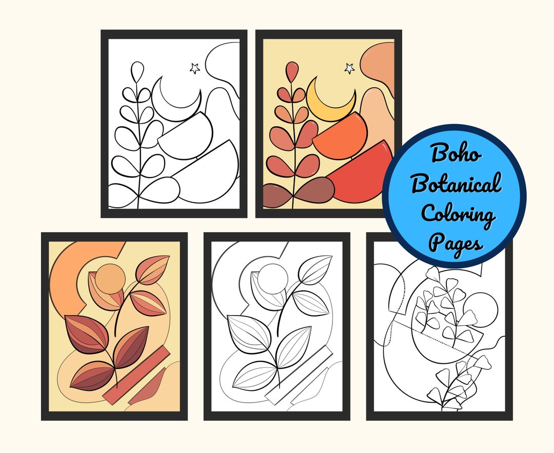 Boho Coloring Pages for Kids and Adults, Boho DIY Wall Art, Printable ...