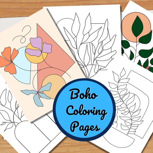 Boho Coloring Pages for Kids and Adults Boho DIY Wall Art - Etsy