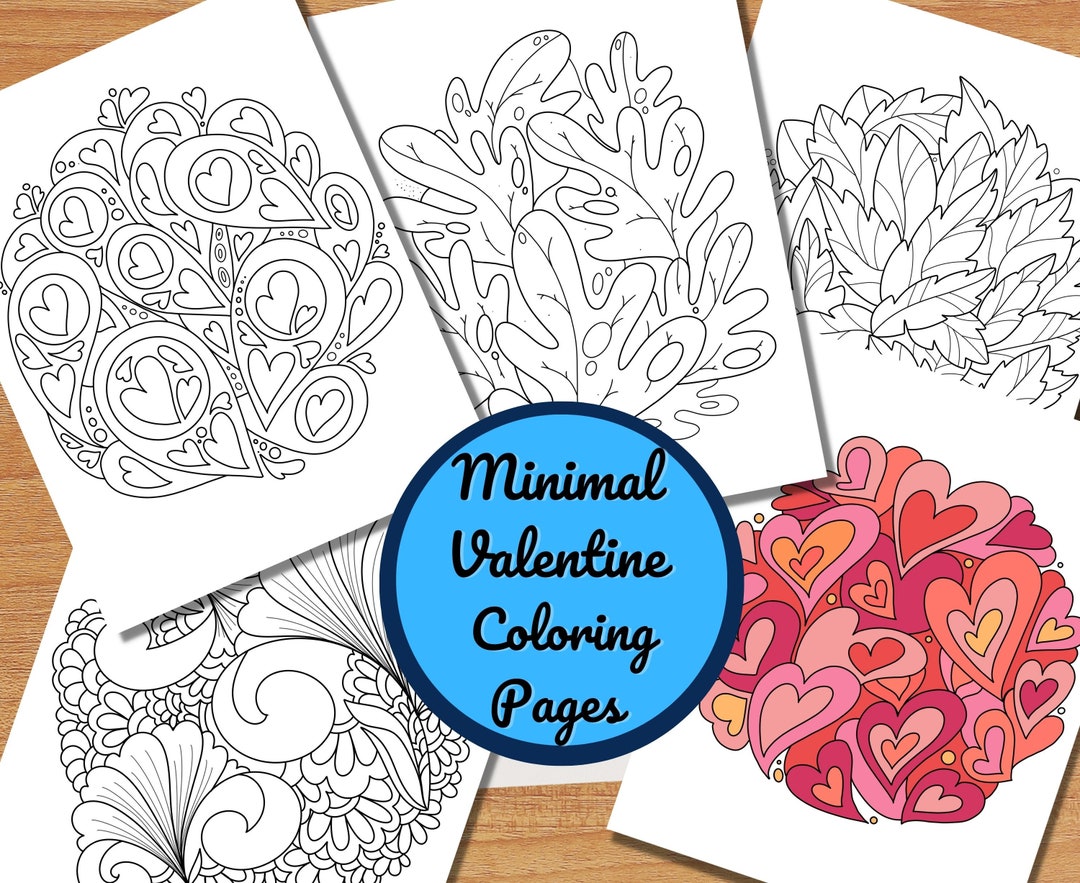 Valentine's Day Coloring Page Set, Printable Coloring Pages, Valentine ...