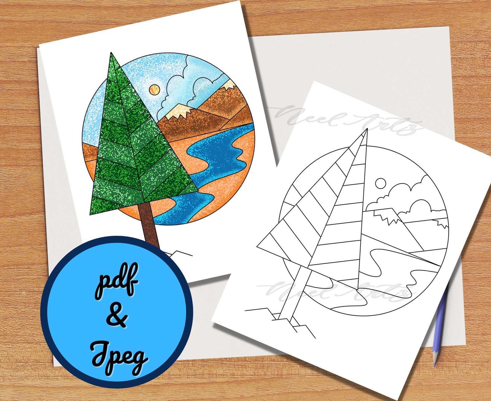 Trees and Landscape Coloring Pages, Bohemian Style Coloring Sheets ...