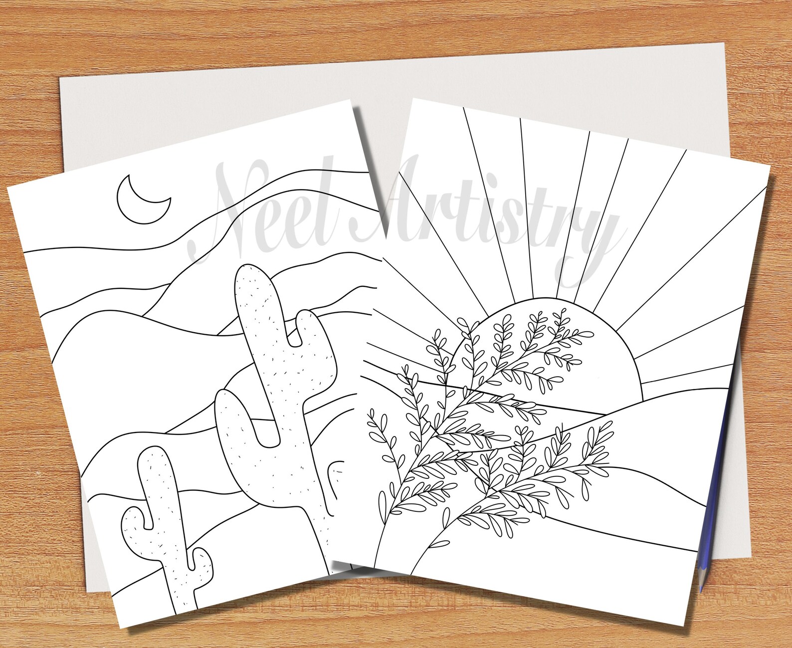 Autumn Landscape Coloring Pages, Fall Coloring Sheets, Procreate ...